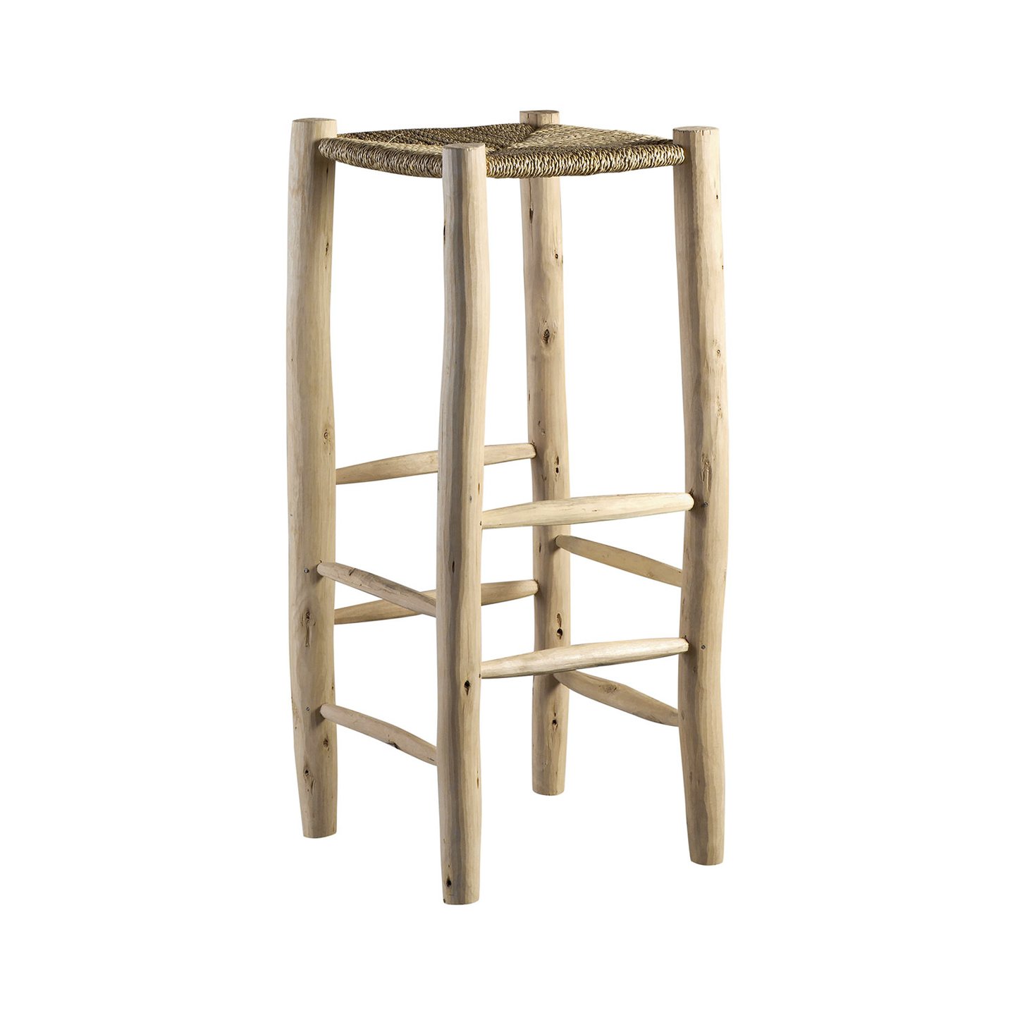 BAR STOOL | EUCALYPTUS WOOD AND PALM LEAVES | H 80 CM | Products | Tine ...
