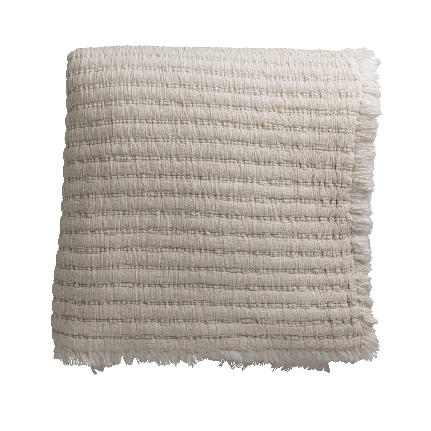 Cream plaid in 100% cotton with fringes | Products | Tine K Home