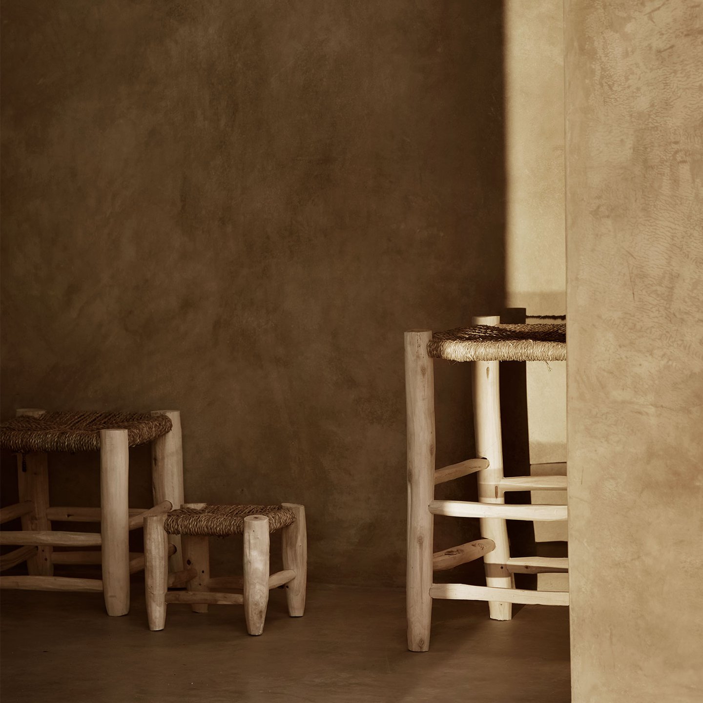 STOOL | EUCALYPTUS WOOD AND PALM LEAVES | H 50 CM | Products | Tine K Home