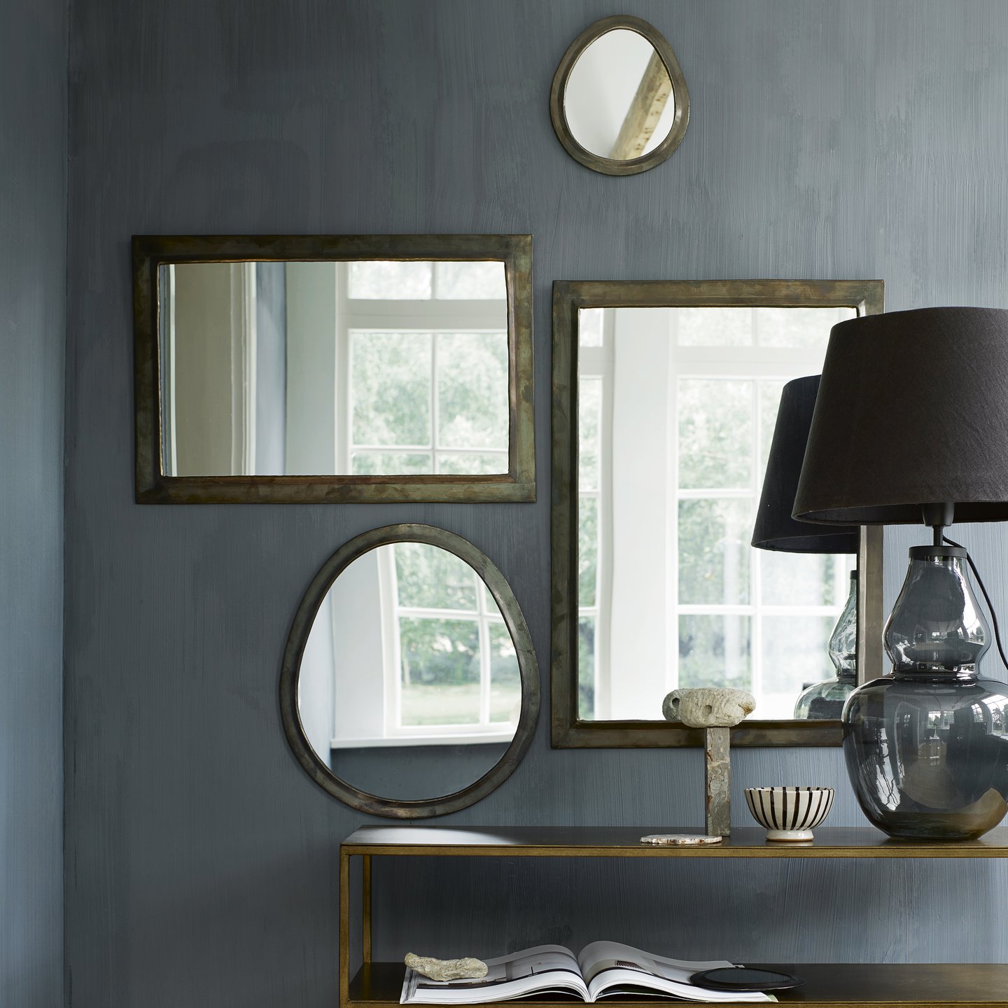 Handmade mirror in oxidized brass, 50 x 70 cm | Products | Tine K Home