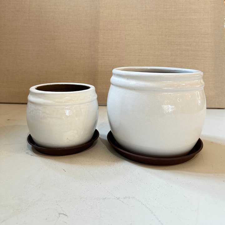 Two small white pots for the your homes green plants | Products | Tine ...